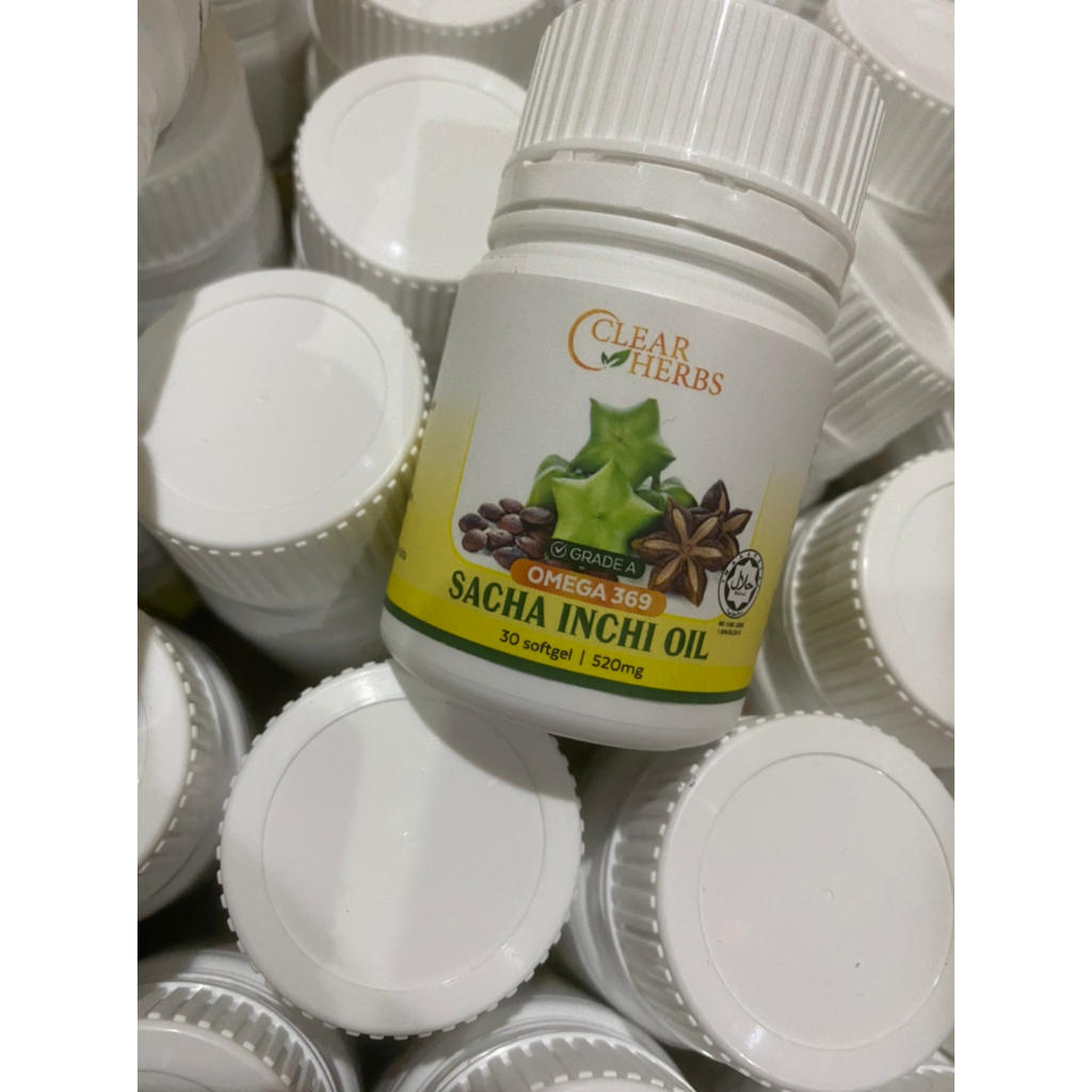 [ HALAL/FDA ] Sacha Inchi Oil Clear Herbs 520mg Vege Softgel Minyak ...