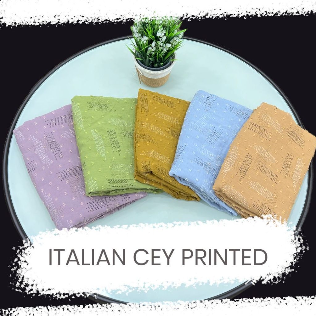 KAIN PASANG CEY CREPE EMBROIDERY PRINTED BERCORAK BIDANG 58’/ 0.5 METER ...