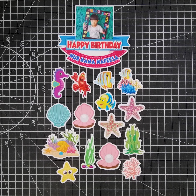 [CUSTOM NAME] Happy Birthday Cake Topper Mermaid Decoration Set Party ...