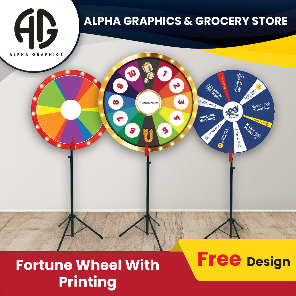 Fortune wheel stand with printing Roda Impian Spin And Win 轮盘 80cm or ...
