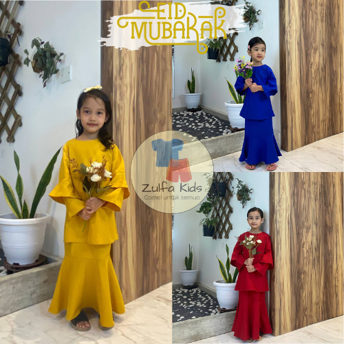 Baju Kurung Merdeka Raya Moden Budak Perempuan Royal Blue Biru Merah ...
