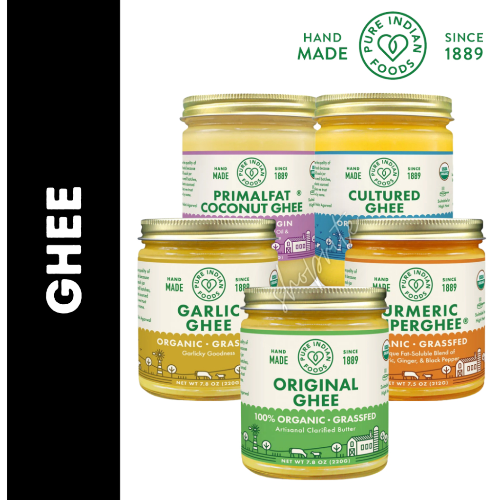 Pure Indian Foods 100% Organic Grass-Fed Ghee [Original/Cultured/Garlic ...