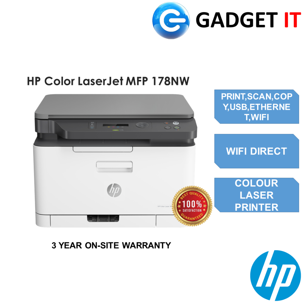 HP COLOR LASERJET MFP 178NW MULTIFUNCTION ALL-IN-ONE NETWORK PRINTER (PRINT,SCAN,COPY,WIRELESS ...