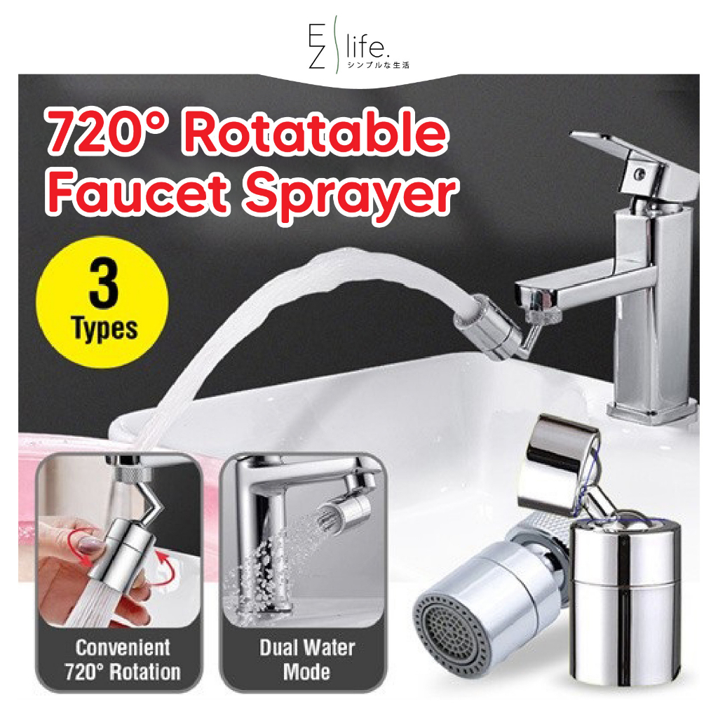 Ezlife 720° Rotatable Faucet Sprayer Head 24mm Universal Splash Filter