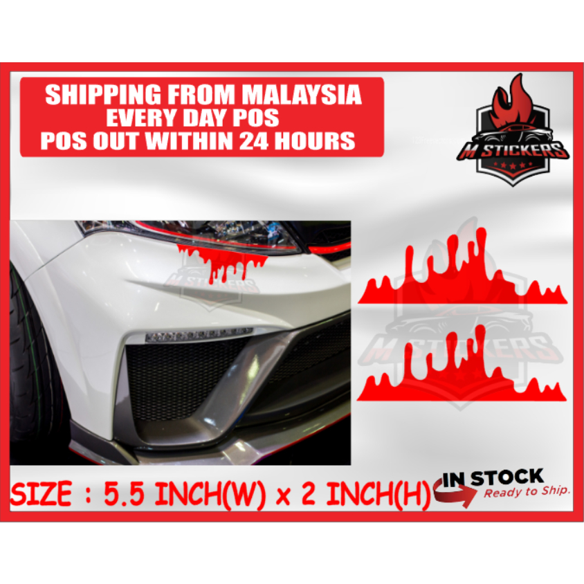 2 PCS RED BLOOD CAR STICKER MYVI AXIA ALZA CITY CIVIC VIOS HONDA ...
