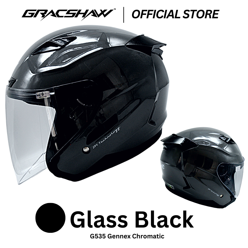 Gracshaw G535 Gennex Chromatic Plain Colours Helmet Double Visor Open ...