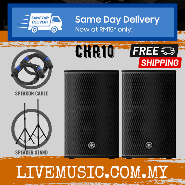 Yamaha CHR10 700-Watt 10" Passive Speaker with Speaker Stands and ...