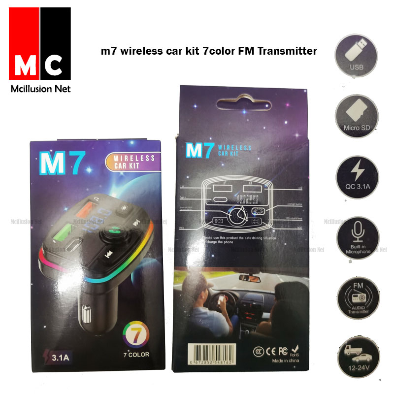 m7 wireless car kit 7color FM Transmitter 3.1A | Shopee Malaysia