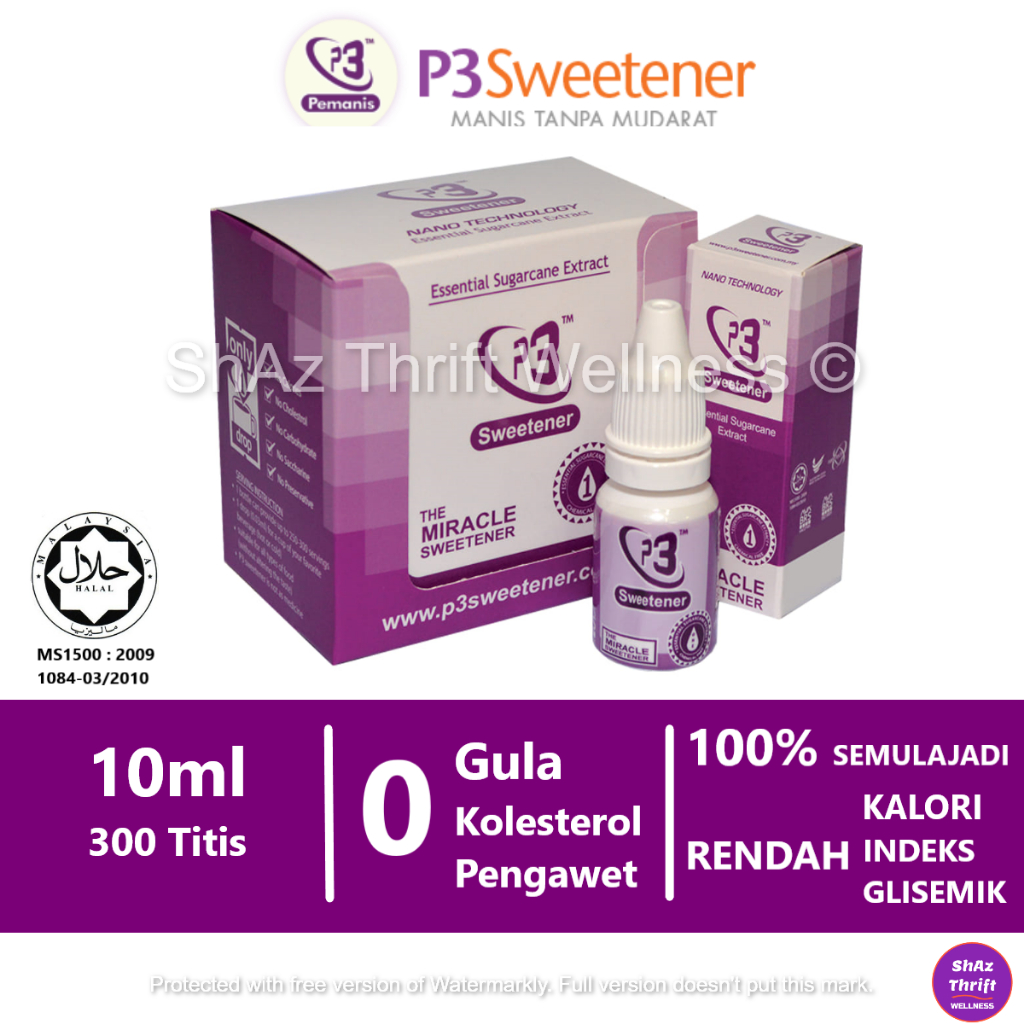 P3 SWEETENER Liquid Drop Pemanis Semulajadi Alternatif Gula Rendah ...