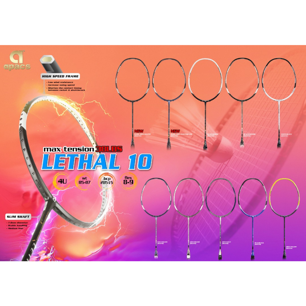 Raket Badminton APACS Lethal 10 Badminton Racket Original. Frame only ...