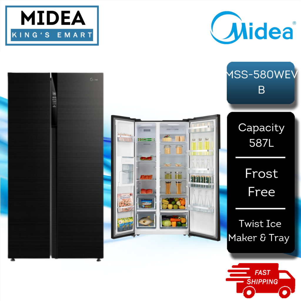 [FREE SHIPPING] Midea 587L Side By Side Refrigerator MSS-580WEVB ...