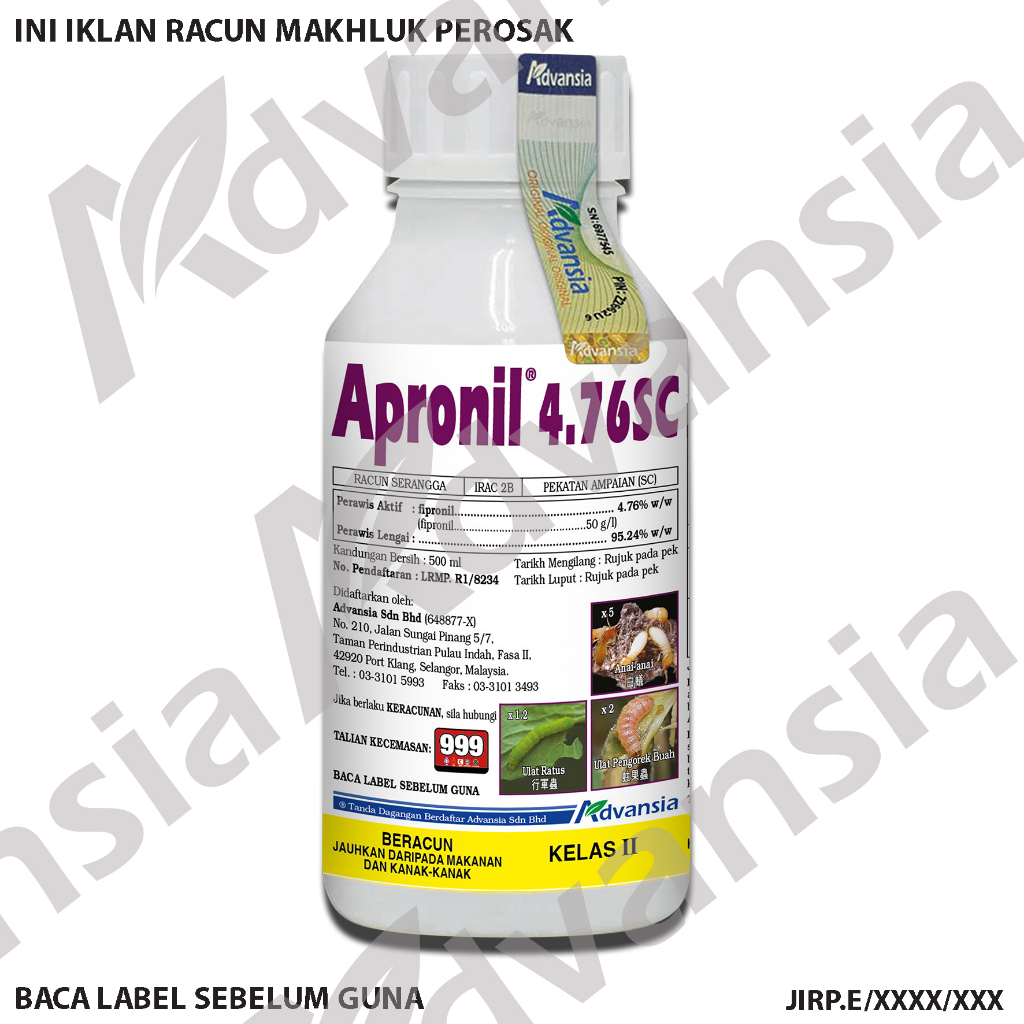APRONIL 4.76SC/ Racun Serangga/ fipronil 4.76% w/w/ Ulat Plutella/ Ulat ...