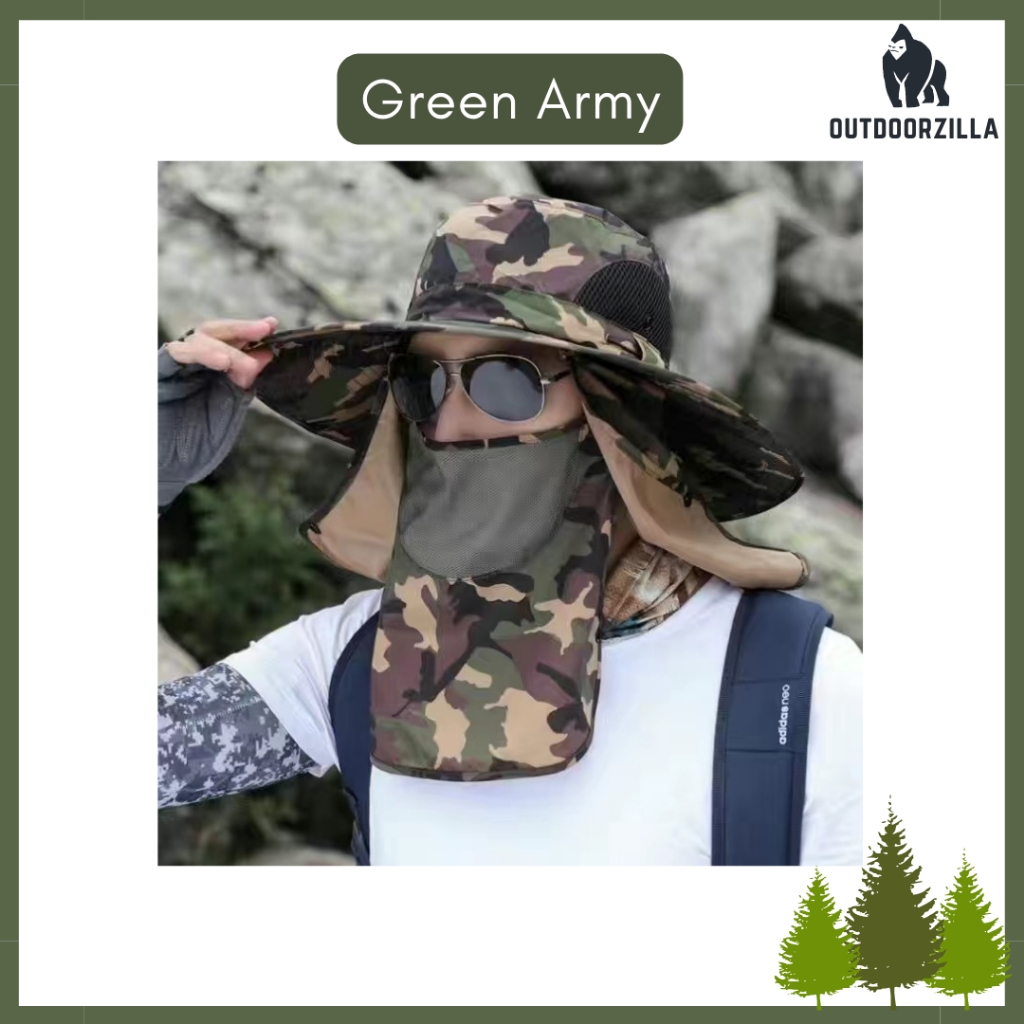 Fishing Hat Neck Flap Waterproof Full Face Cover Topi Penutup Anti ...