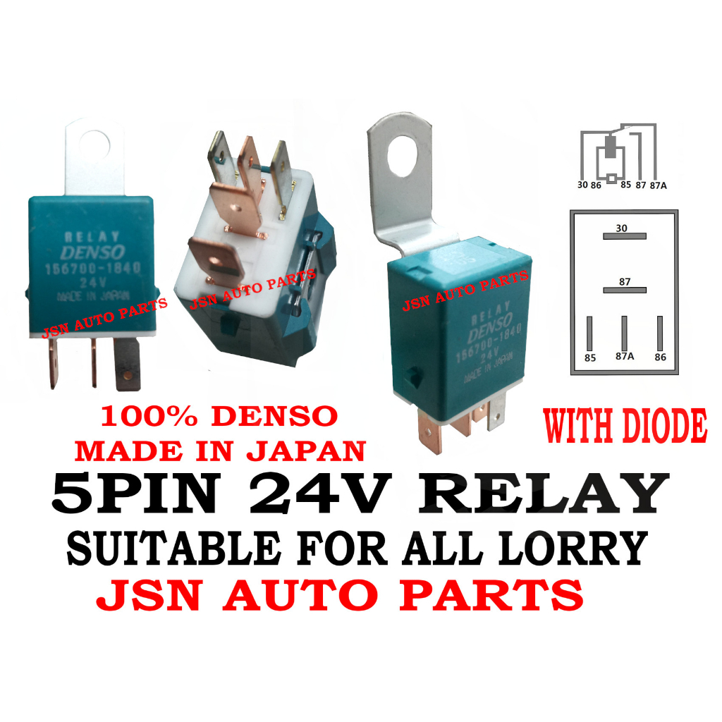 5PIN RELAY 156700-1840 24V WITH DIODE DENSO MADE IN JAPAN SUITABLE FOR ...