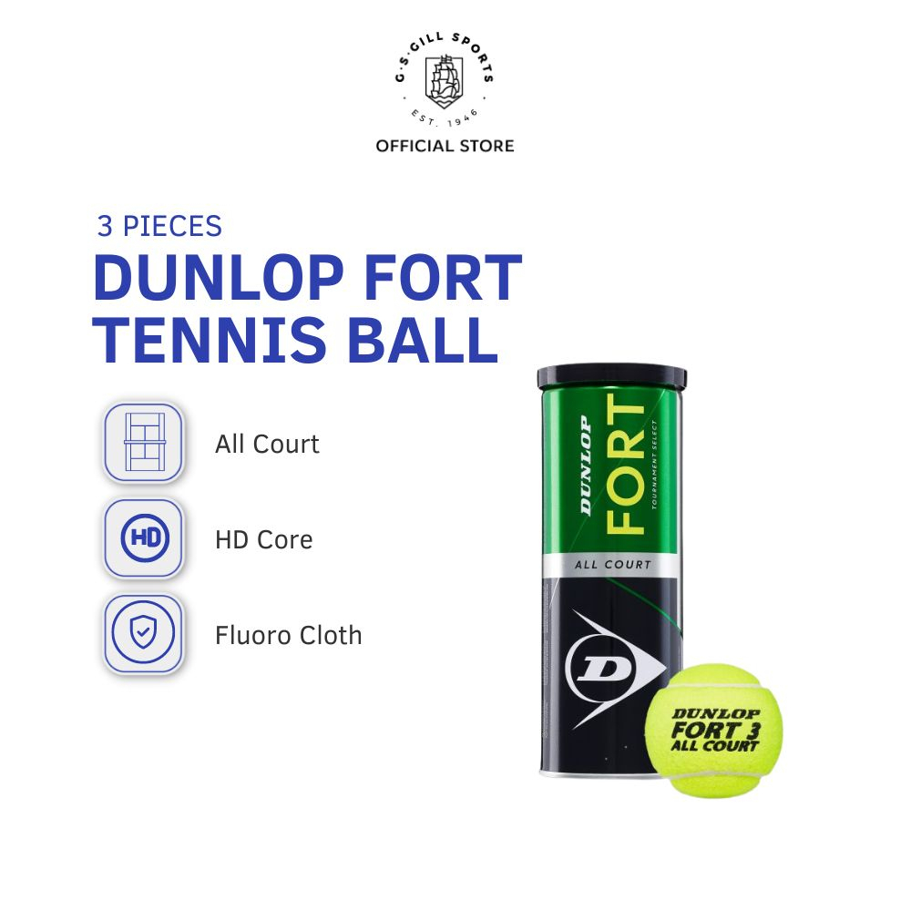 Dunlop Fort All Court Tennis Ball with HD Core and Fluoro Cloth ...