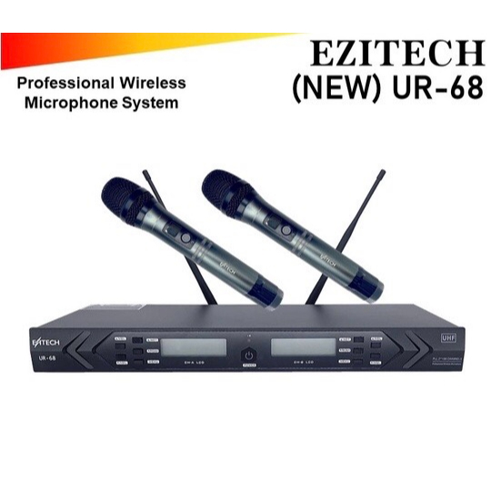 EZITECH UR-68 UHF DUAL CHANNEL WIRELESS HANDHELD MICROPHONE | Shopee Malaysia