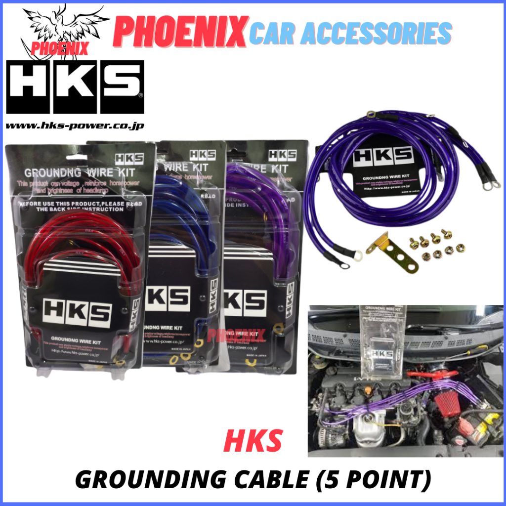 HKS MDK Car Universal 5 Points Earth System Grounding Ground Wire THICK ...