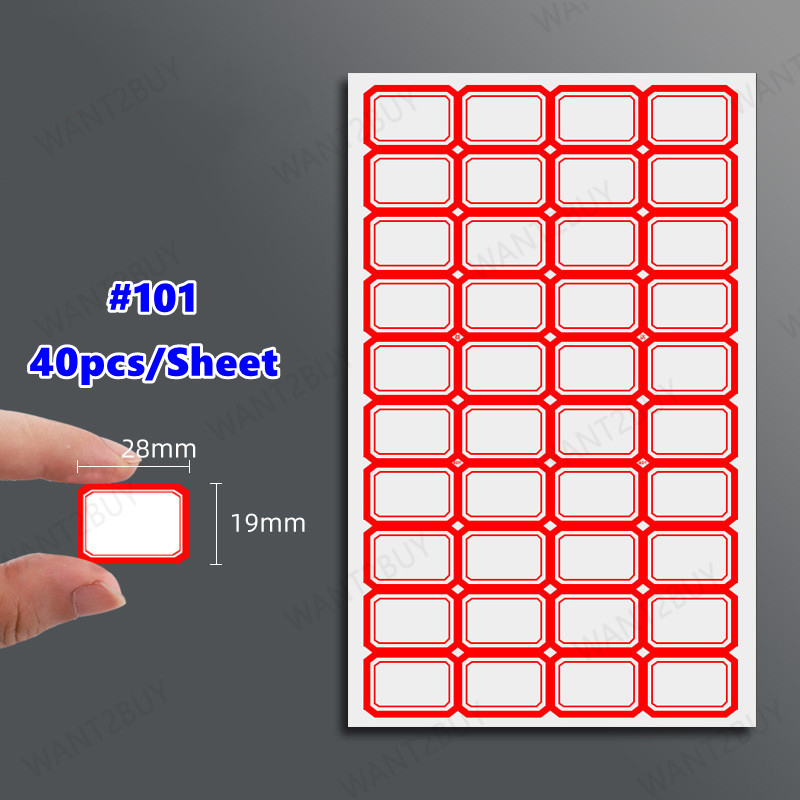 1 Sheet Waterproof Empty Label Price Noted Sticker Blue Red Colour ...
