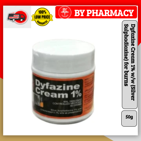 DYFAZINe SSD Cream Silver Sulphadiazine 1% w/w 50G (Burns, luka kulit ...