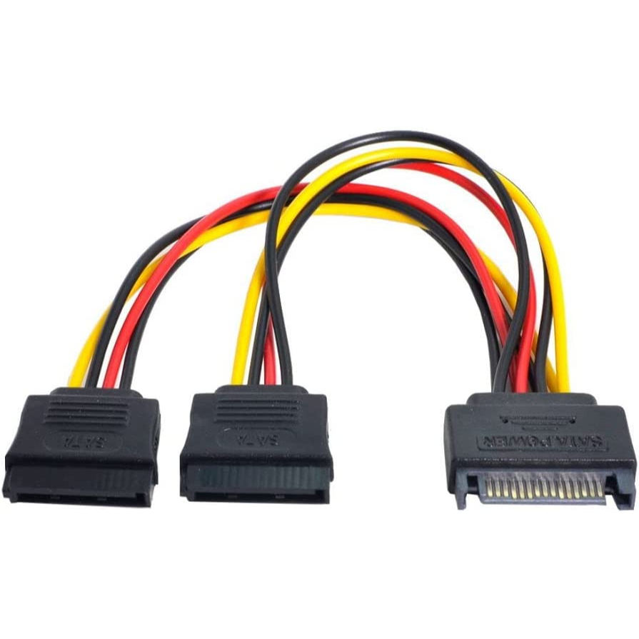 SATA Power Cable,SATA II Hard Disk 15Pin Male 1 to 2 Female Splitter ...