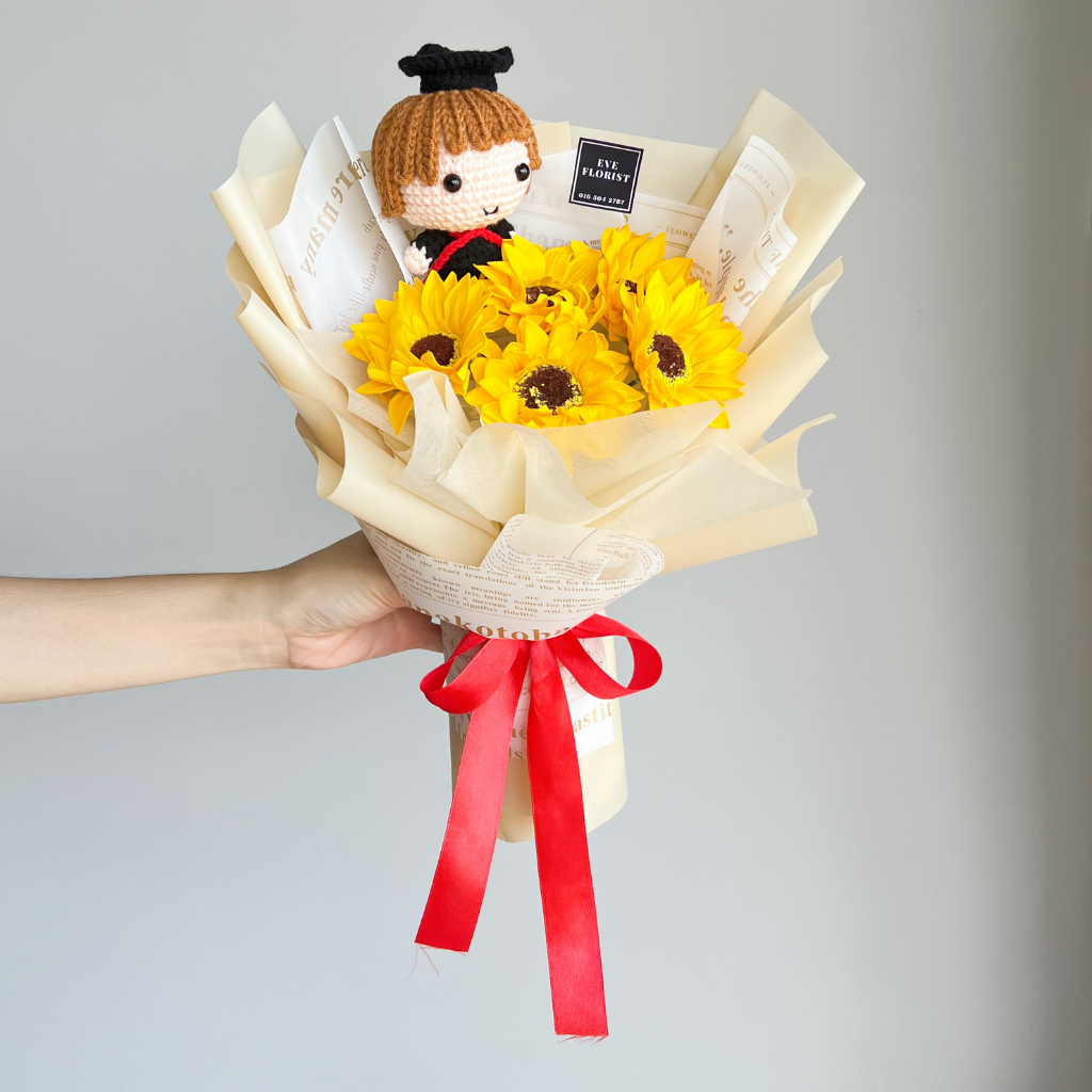 Convocation Graduation Bouquet Bunga Sabun Crochet Soap Sunflower ...