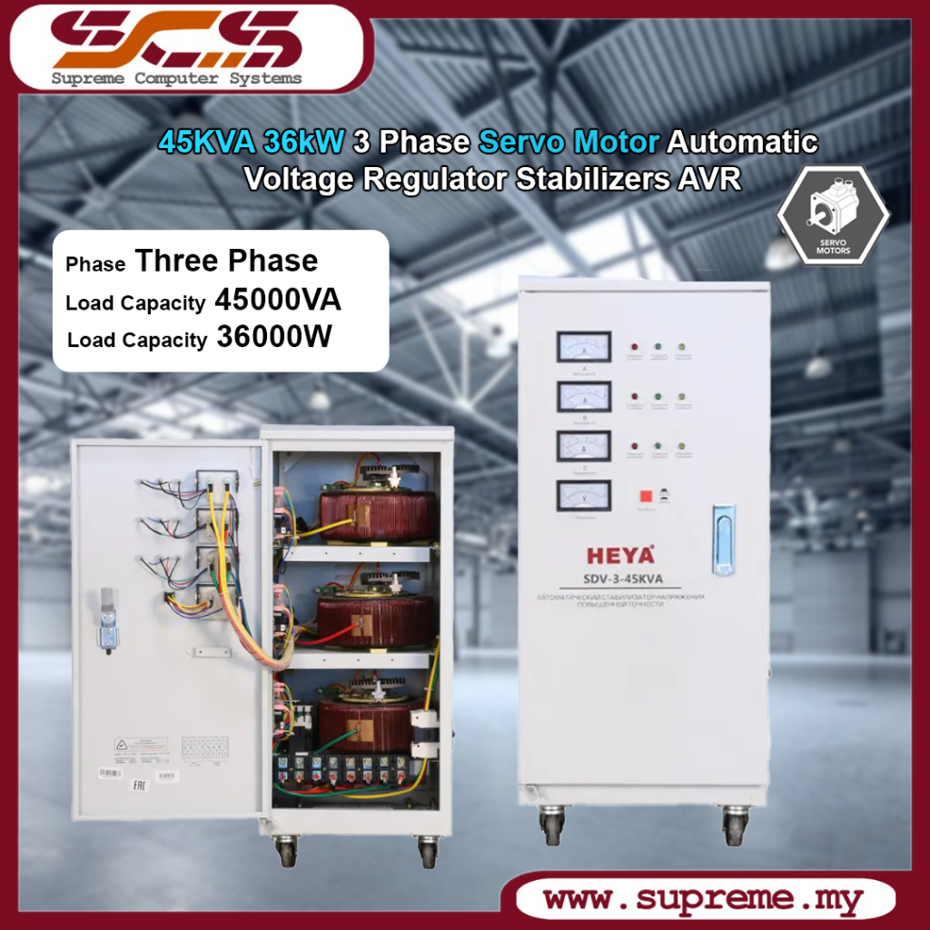 3 Phase Servo Motor 45KVA 36KW Automatic Voltage Regulator / Voltage ...