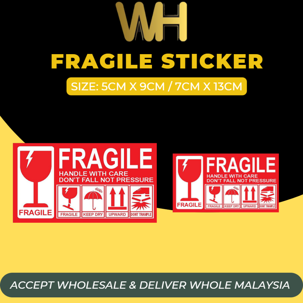 FRAGILE STICKER / FRAGILE LABEL / STICKER HANDLE WITH CARE 1000PCS ...