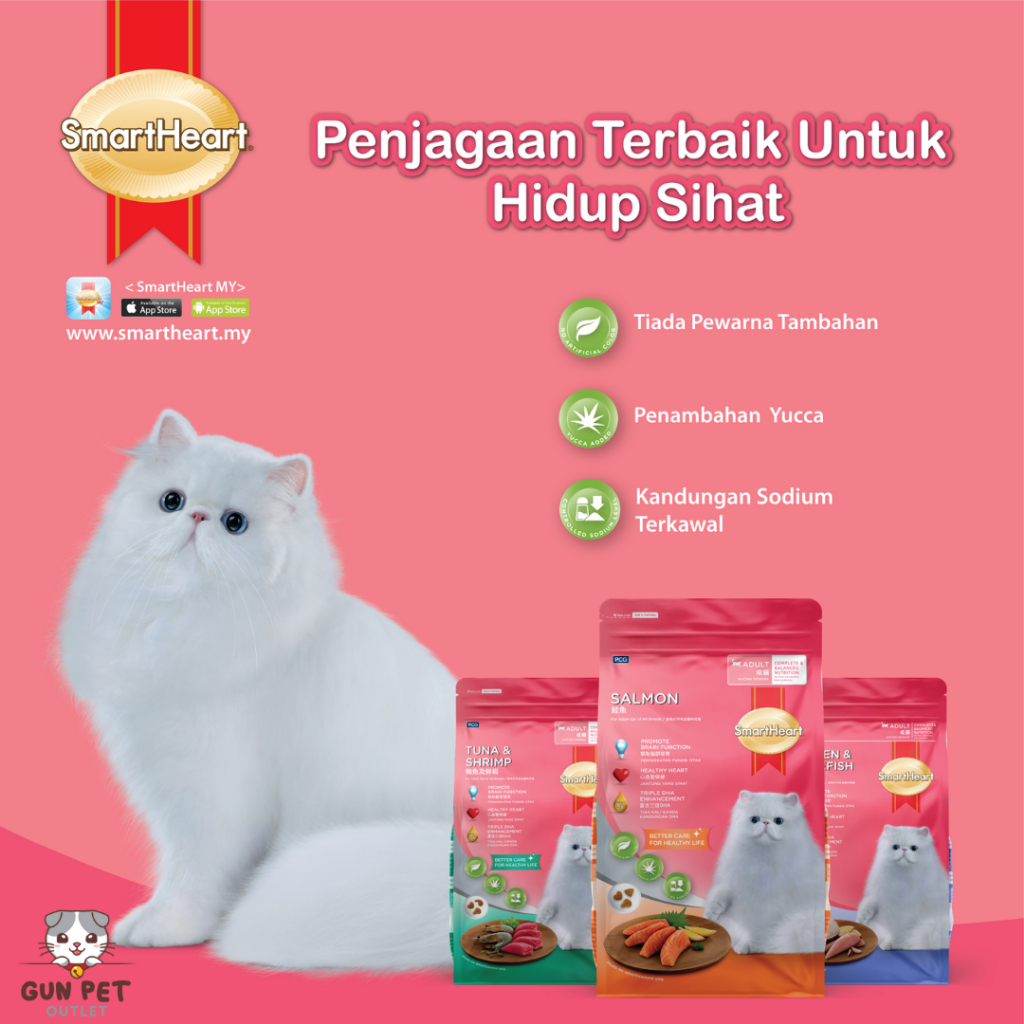 GUN PET Smart Heart Dry Cat food Kibble Makanan Kucing 10kg ...