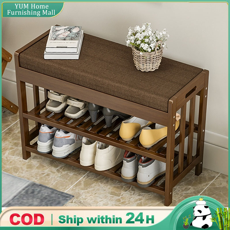 Shoe Bench Wooden Shoe Changing Stool Soft Cushion Shoe Changing Stool ...
