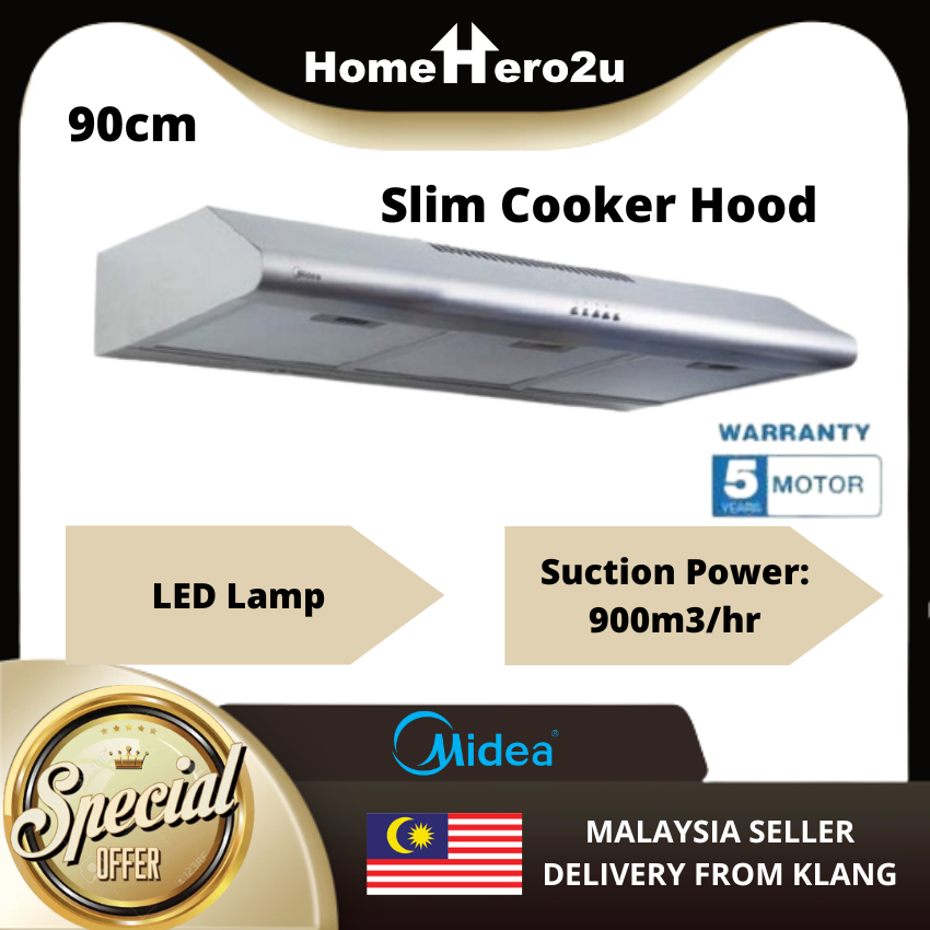 Midea Slim Cooker Hood MCH-90F49SS 90cm Stainless Steel - Homehero2u ...