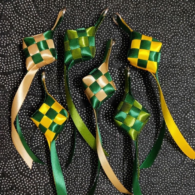 Keychain Ketupat Nasi Hiasan Hari Raya Ribbon Riben Reben Satin ...