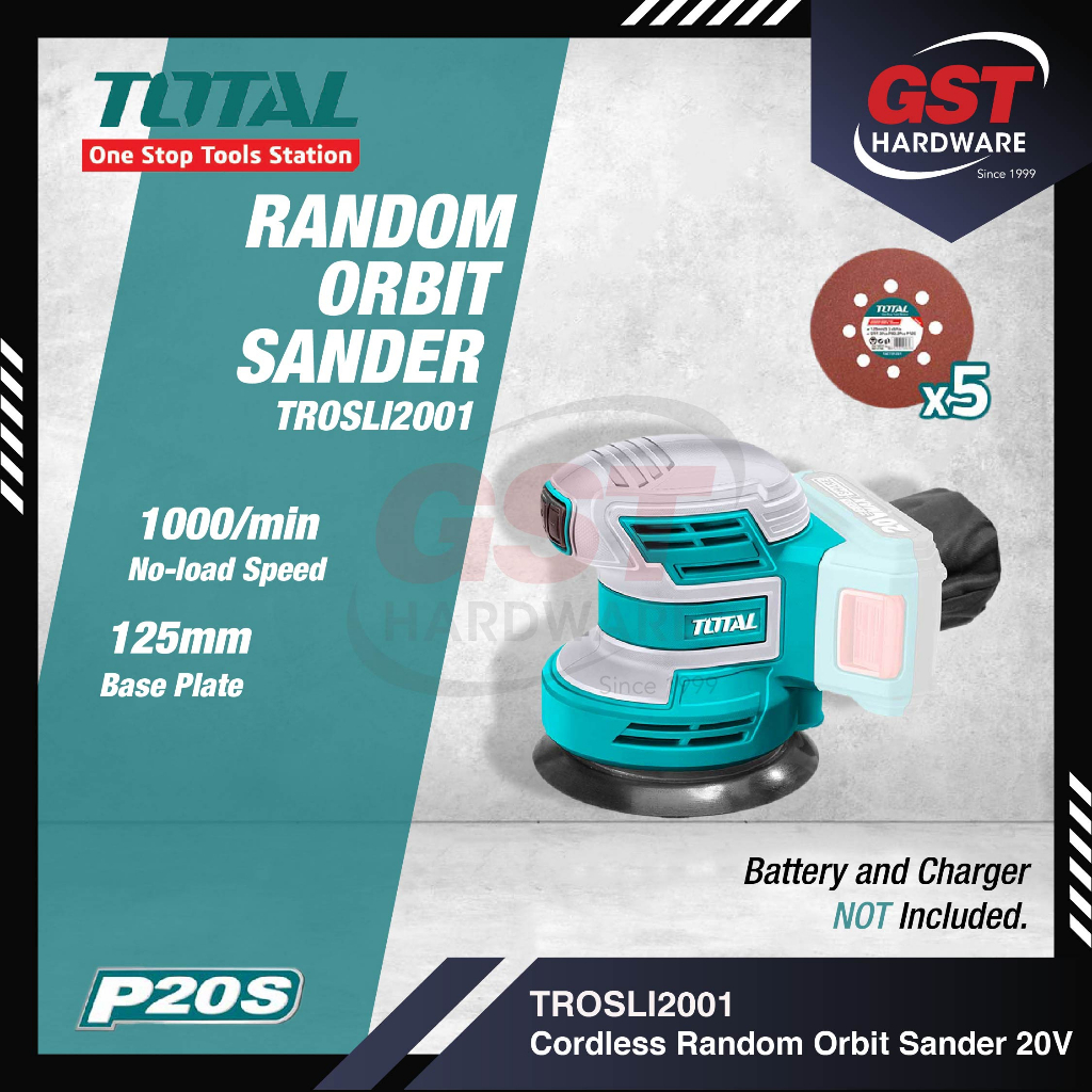 Total Cordless Random Orbital Sander Machine 20V TROSLI2001 Mesin Gosok ...