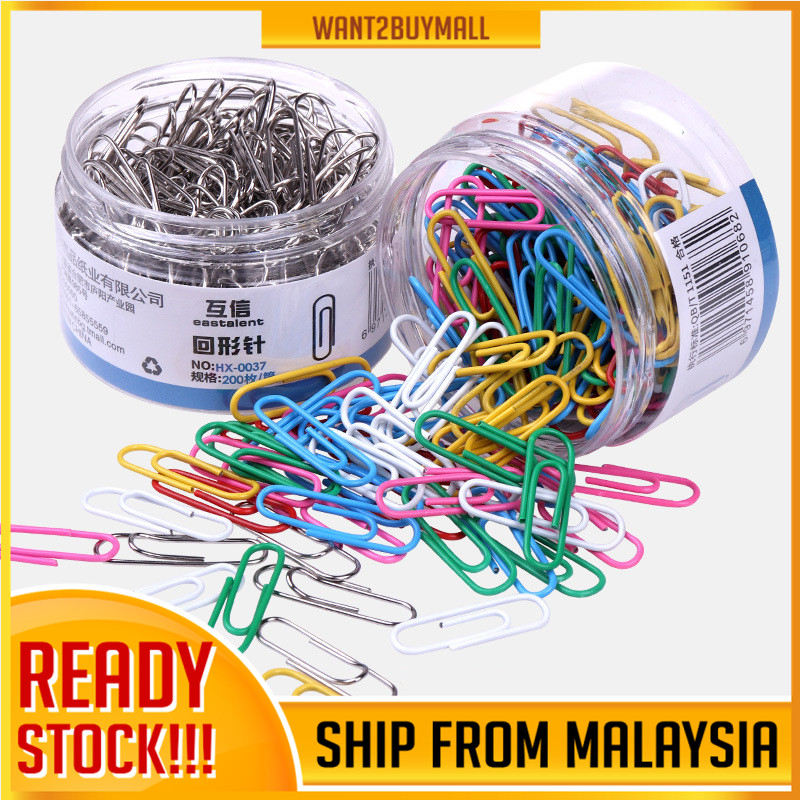200pcs/Box 28mm Mix Colour Durable Paper Clip Penguin with Plastic Box ...