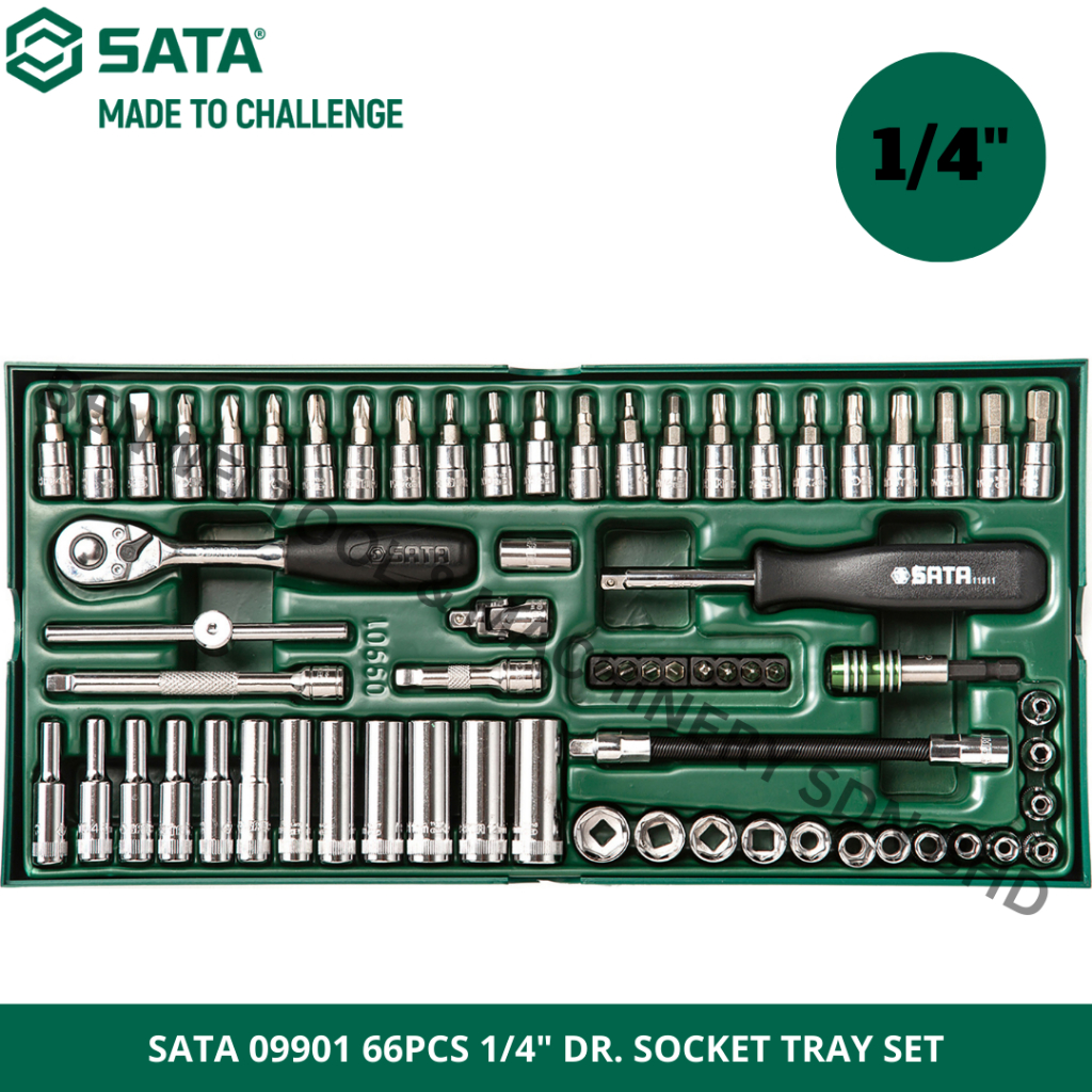 SATA 09901 66PCS 1/4" DR. SOCKET TRAY SET / SUPER JUNIOR TOOLS SET ...