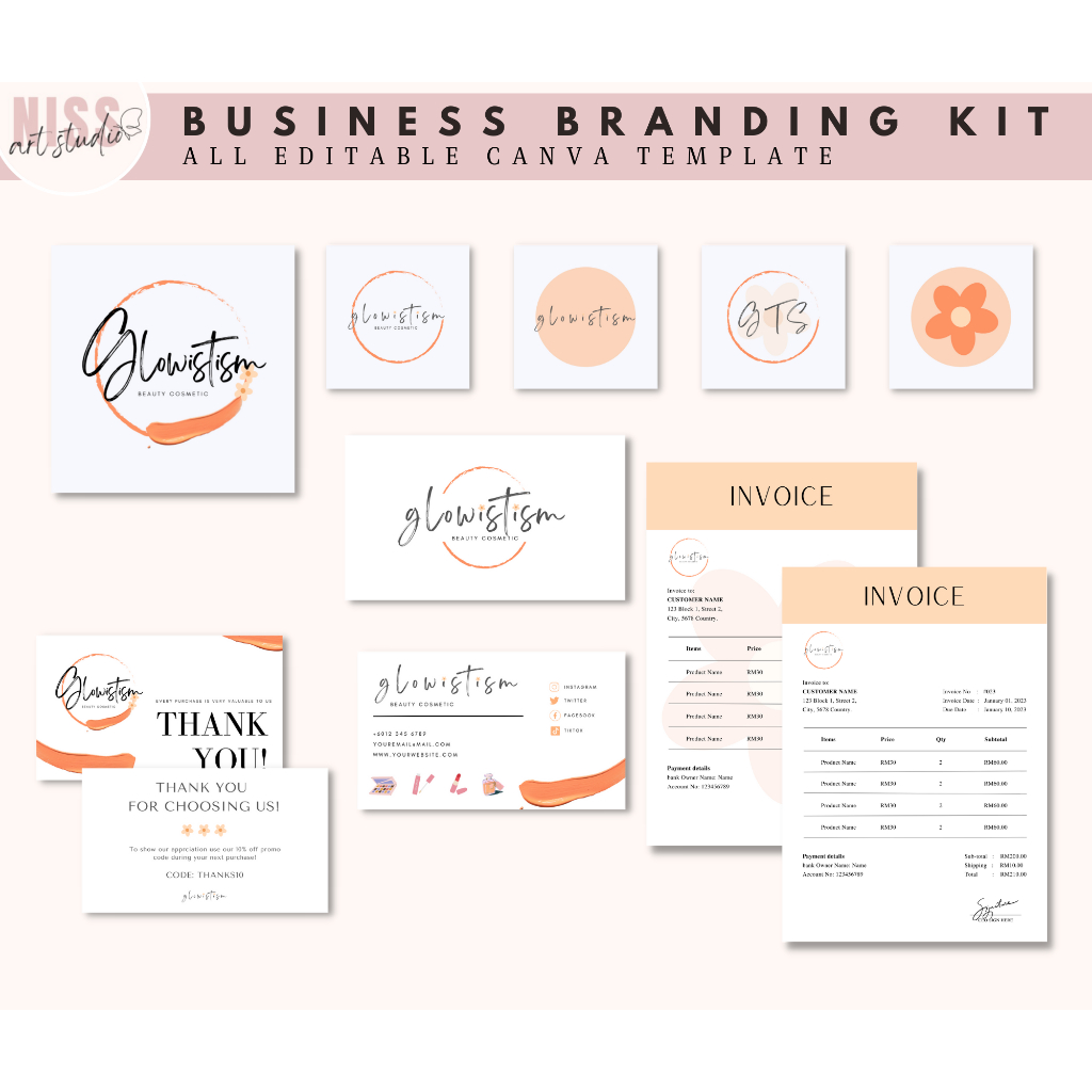 11x Editable Canva Template For Business Branding Cosmetics Packaging ...