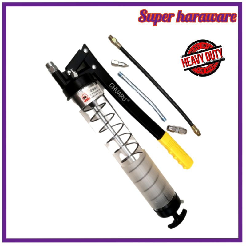 6000PSI CHUARU Grease Gun Visible Transparent Tube Portable Auto Car ...