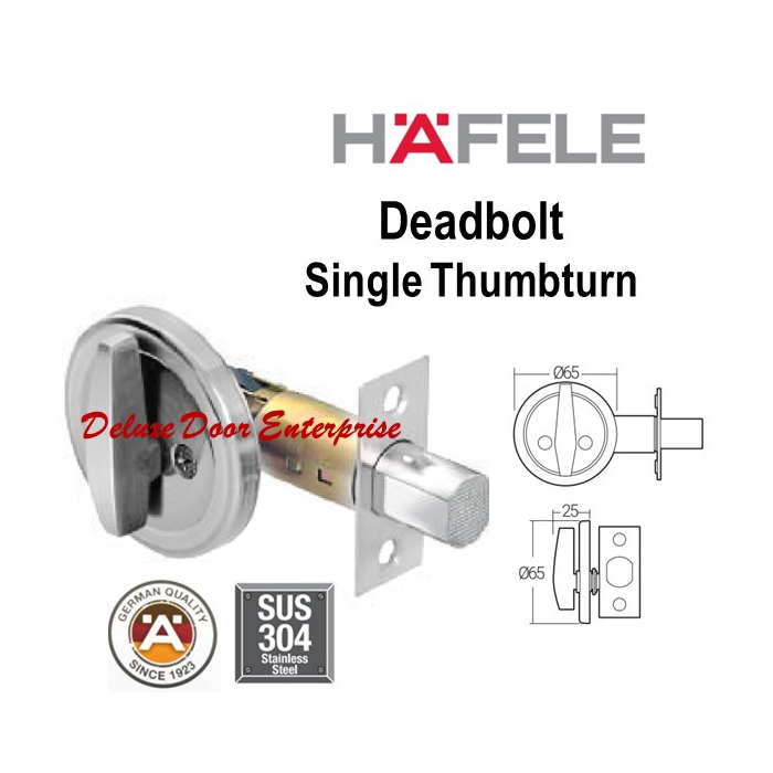 Hafele One Sided Deadbolt / Half Deadbolt / Single Thumbturn Deadbolt ...