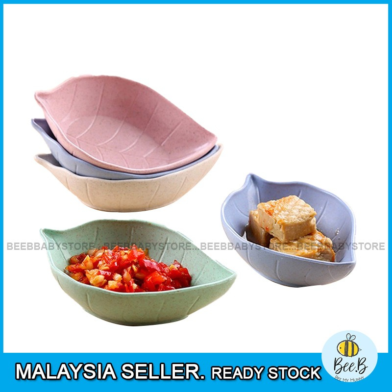 Leaf Design Kids Dish Plate Wheat Straw Feeding Dish Plate Children ...