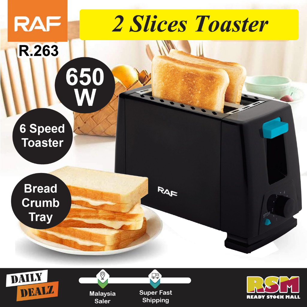 RAF 2 Slice Toaster 650W Breakfast Bread Pop Up Toaster Grill with ...