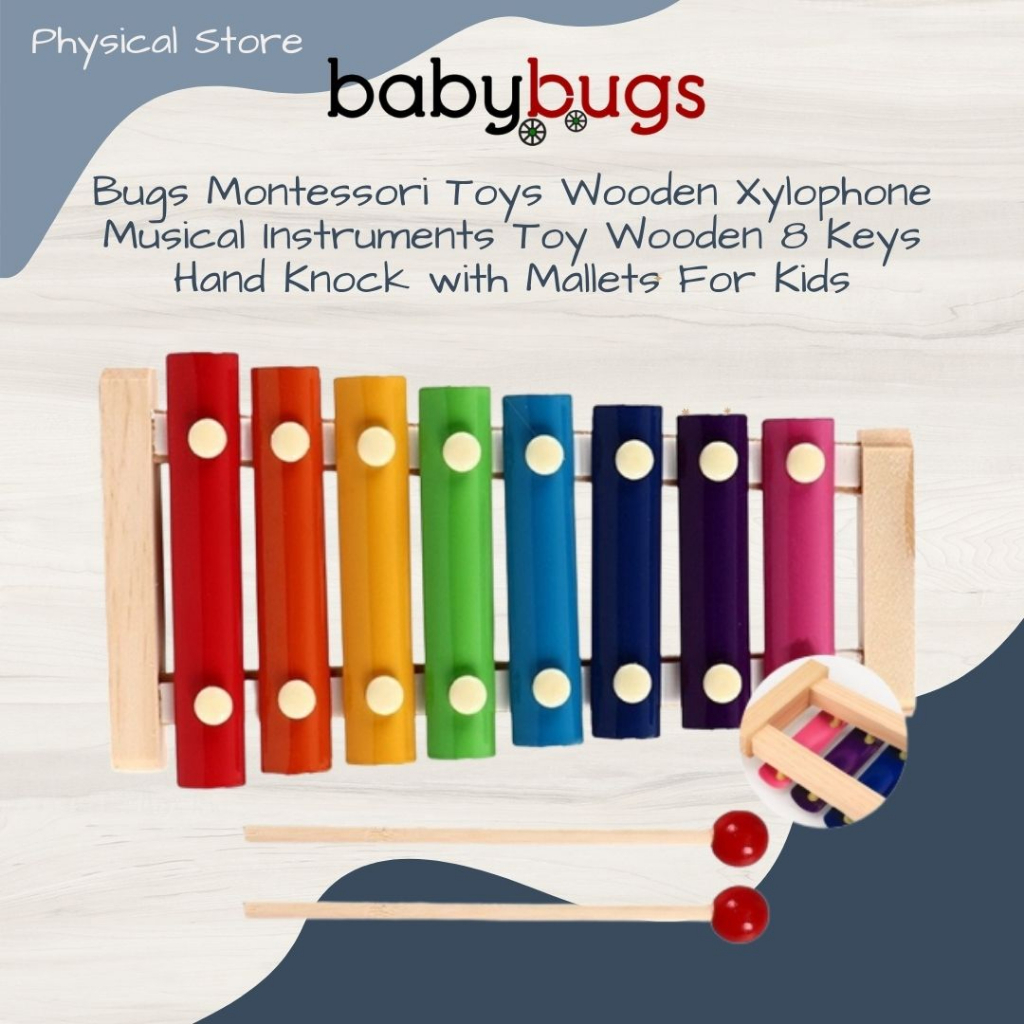 Bugs Montessori Toys Wooden Xylophone Musical Instruments Toy Wooden 8 ...