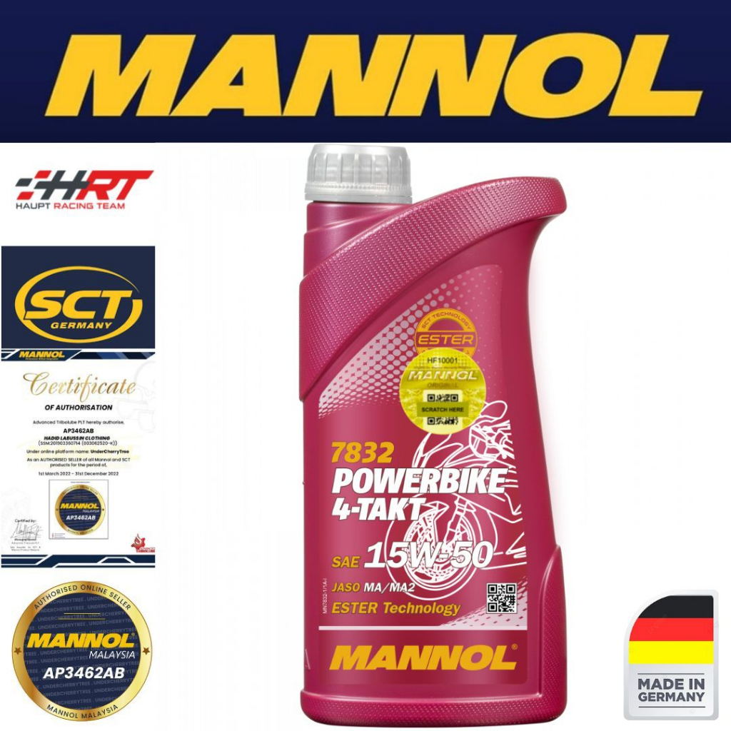 MANNOL Powerbike 4T 15W50 MN7832 (Made in GERMANY) - 1L Fully Synthetic ...