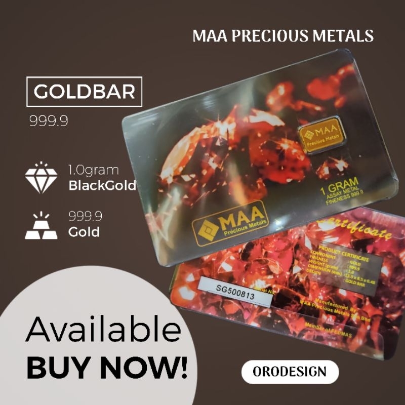 GoldBar 1 gram, edisi BlackGold keluaran MAA, Emas 999.9 | Shopee Malaysia