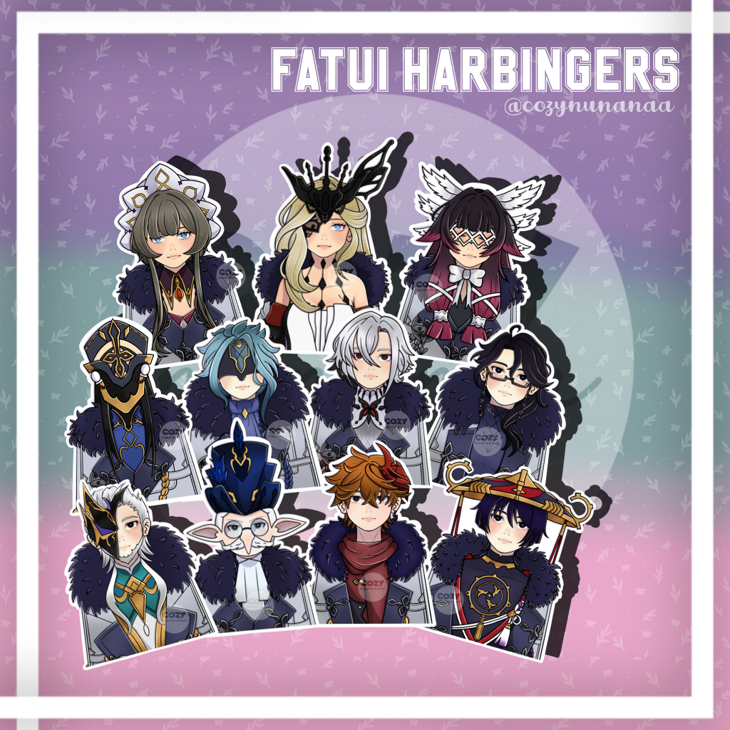 READY STOCK Genshin Impact Fanart Stickers (Fatui Harbingers) Cute ...