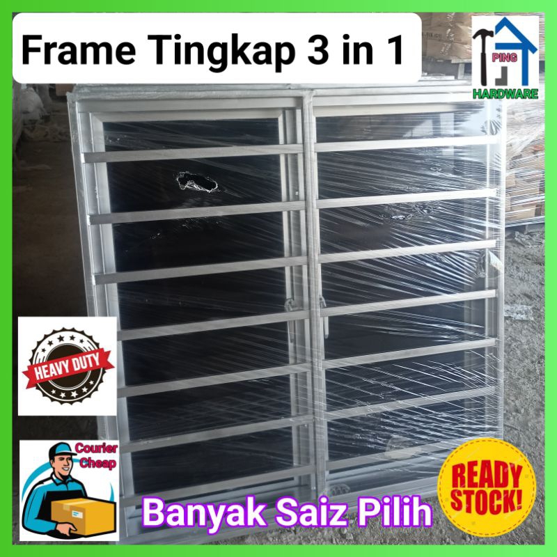 (FREE DELIVERY) Frame Tingkap 3 in 1 OPEN/SLIDING WINDOW 4ftx4ft Cermin ...