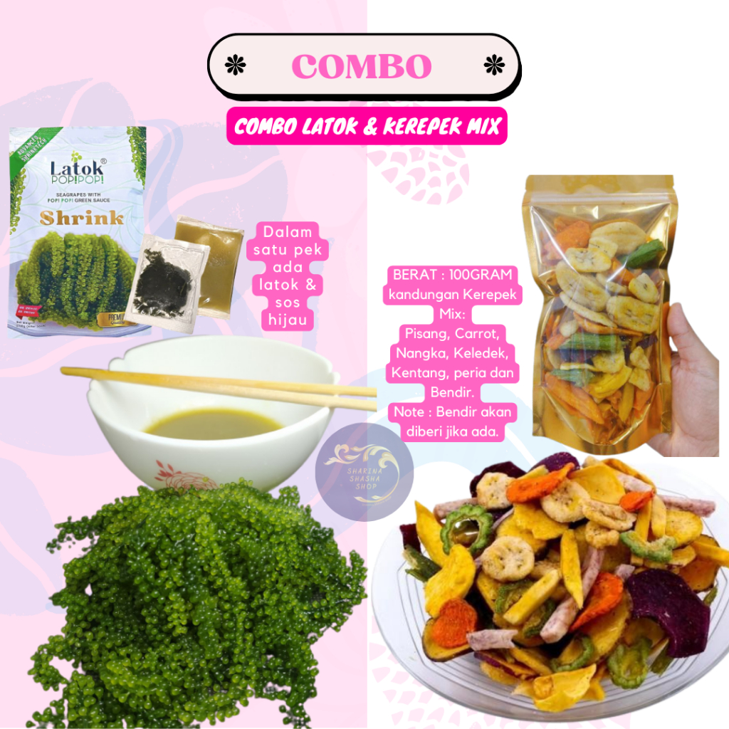 COMBO LATOK + KEREPEK MIX / Kerepek Buah & Sayur Kering 100G/Dried ...