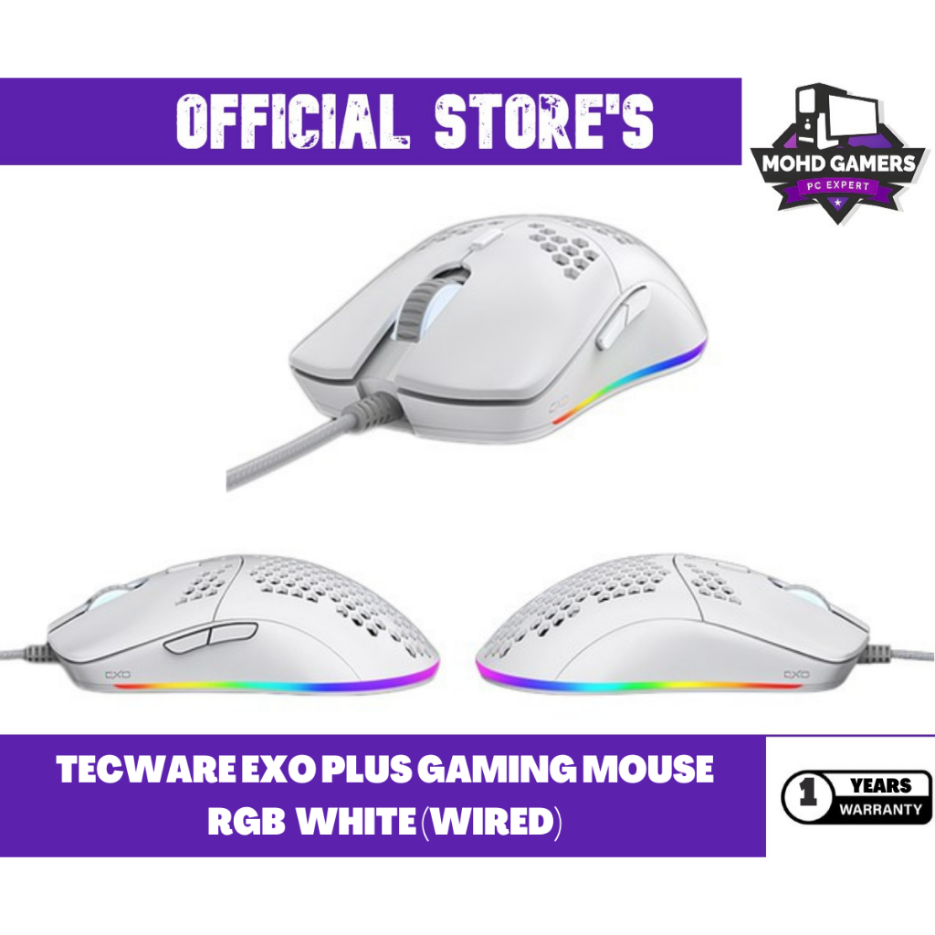 TECWARE EXO PLUS GAMING MOUSE RGB WHITE (WIRED) | Shopee Malaysia