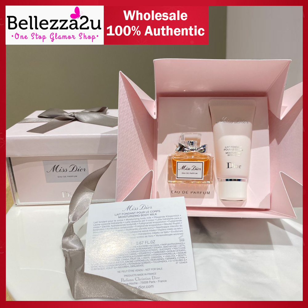 Wholesale Miniature Miss Dior Eau de Parfum 5ml & body moisturizer 20ml Mini Gift Pack | Shopee ...