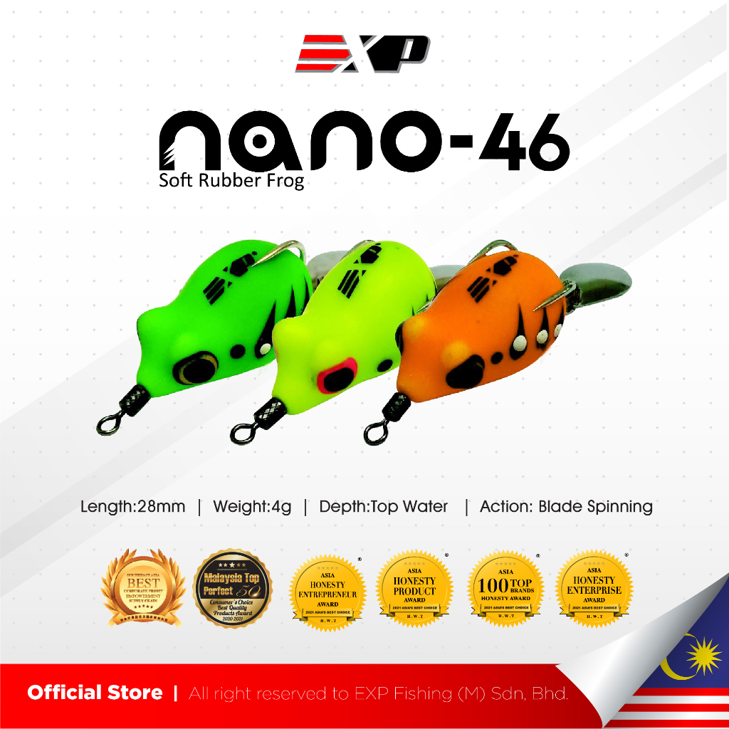 **BUY 1 FREE 1 BODY** EXP Nano 46 Soft Rubber For Snakehead Fishing ...