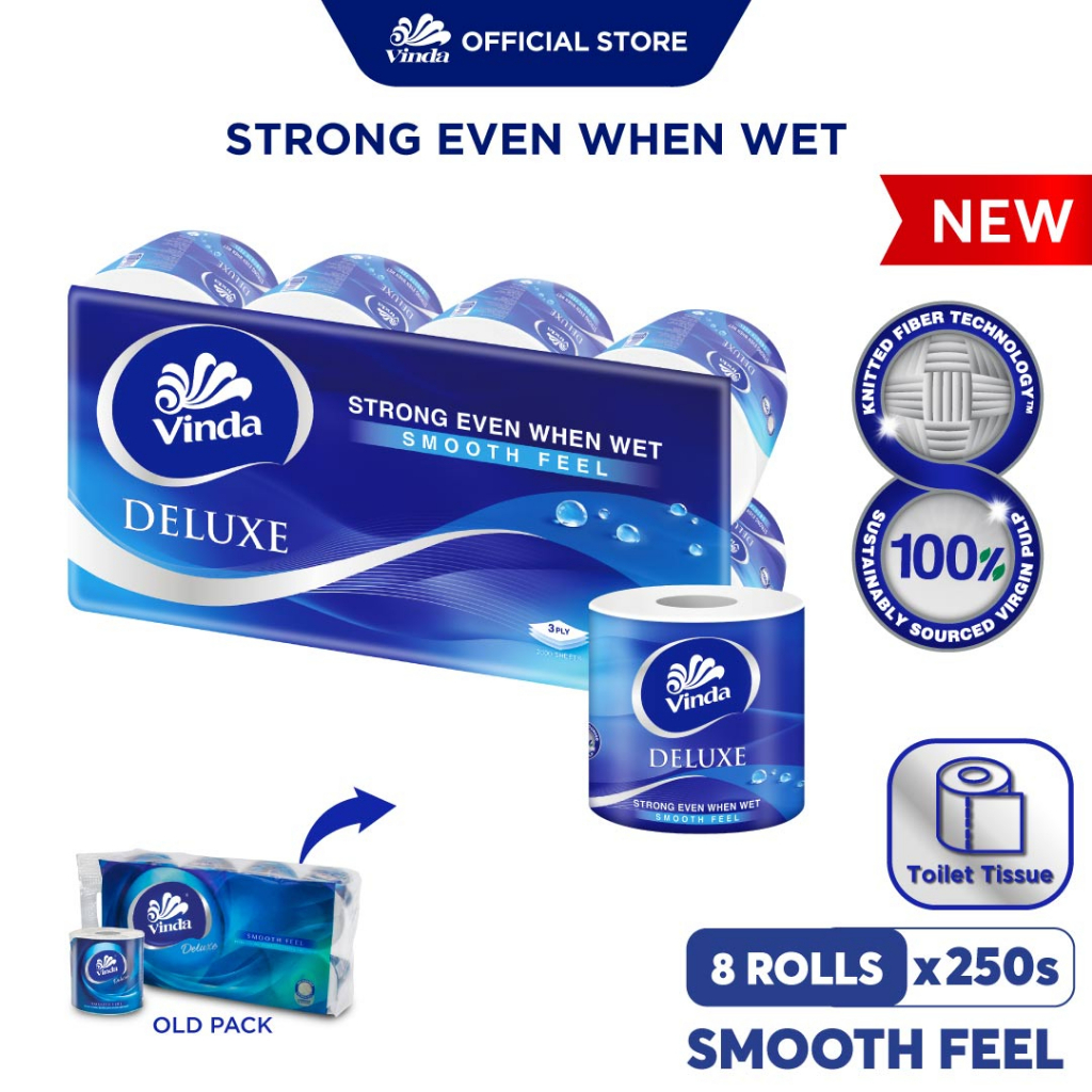 Vinda Deluxe Smooth Feel Toilet Tissue (8 Rolls) | Shopee Malaysia