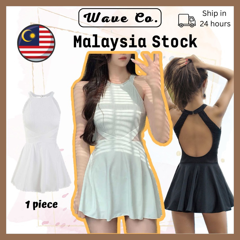 Swimming Suit Swimsuit Swimdress Women Bikini Korean Style One Piece ...